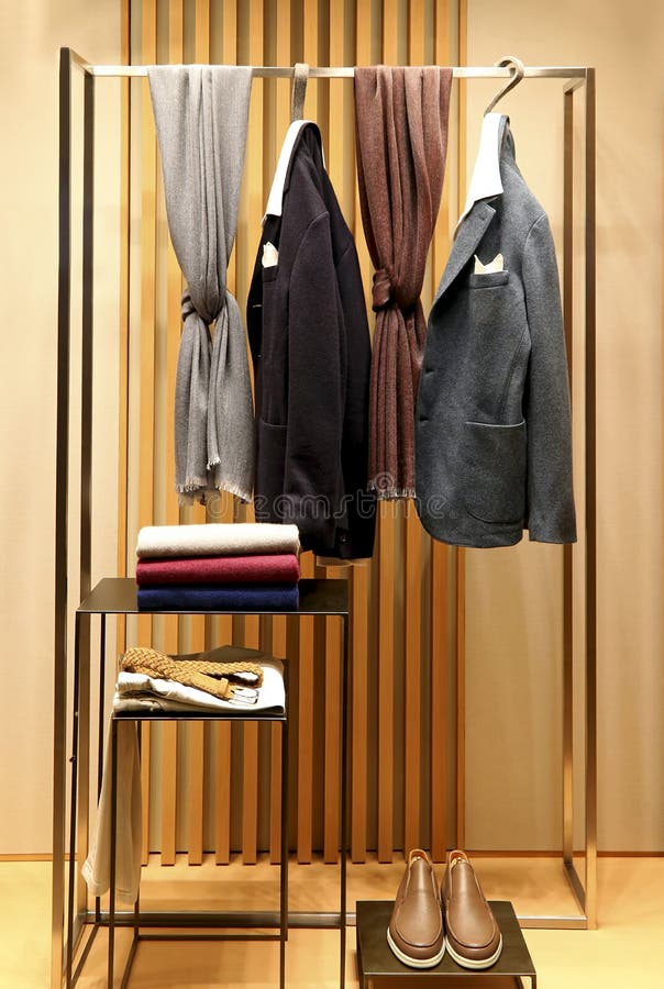 Winter Clothes and Accessories for Men Stock Image - Image of window ...