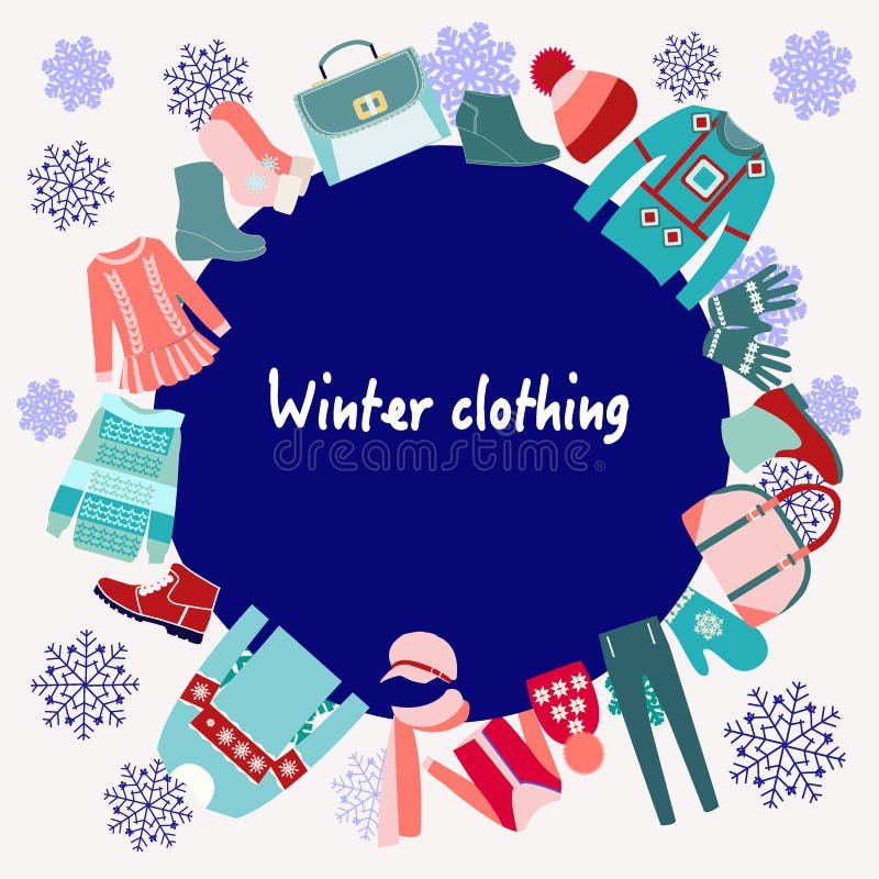 Winter Clothing Collection Background Stock Vector - Illustration of ...