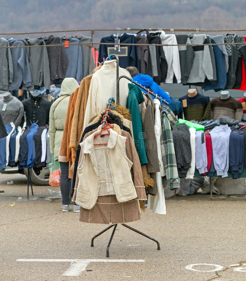 Winter Clothing Flea Market Stock Image - Image of balkans, market ...