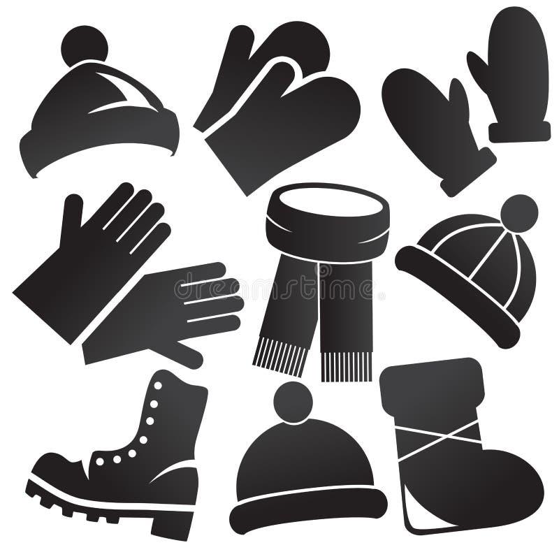 Winter clothing icon set. stock vector. Illustration of fabric - 67889253