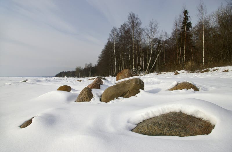 Winter coast stock photo. Image of stones, coast, frost - 9179626