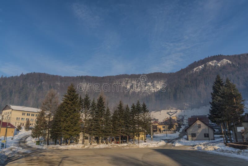 Winter Cold Morning in Dedinky Village Stock Image - Image of park ...