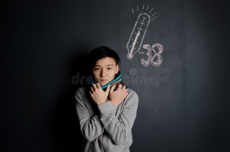 Winter. Colds and a Young Man. Stock Image - Image of person ...