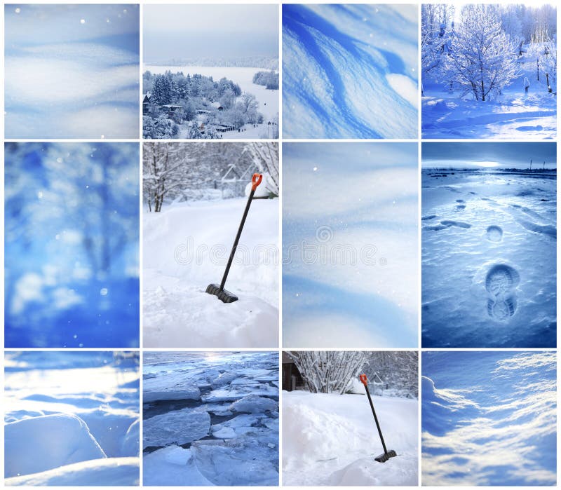 Winter Collage of Backgrounds Stock Image - Image of beautiful ...