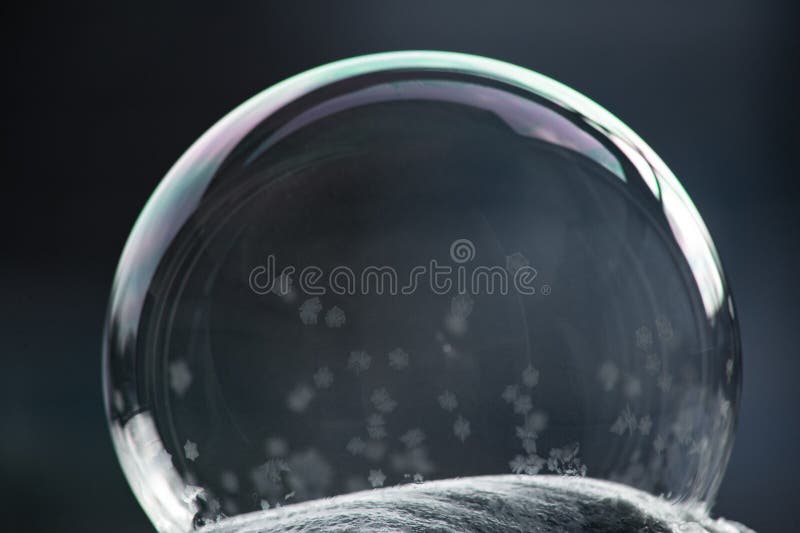 Winter Collage. a Transparent Soap Bubble Freezing in the Cold on a ...