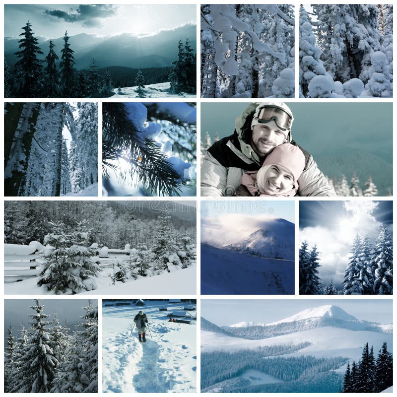 Winter collage stock photo. Image of outdoor, season - 54194454