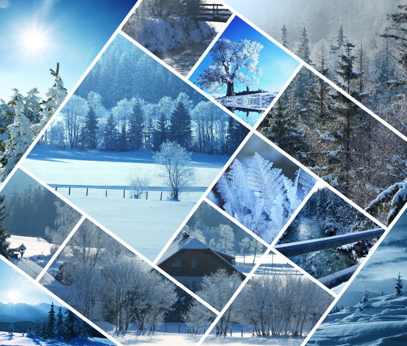 Winter collage stock photo. Image of january, landscape - 54194730