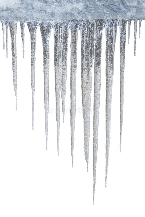 Winter Concept: Hanging Transparent Icicles Stock Photo - Image of ...