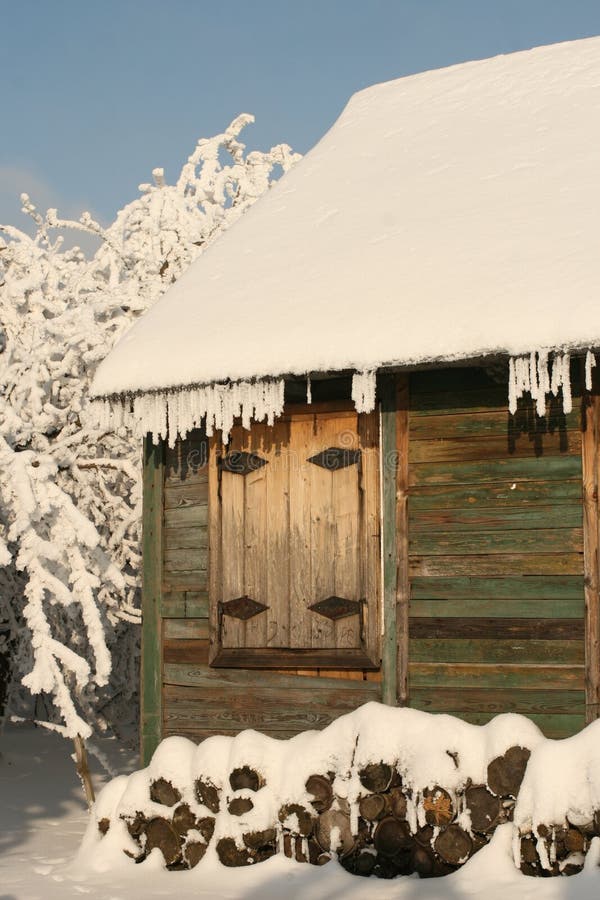 Winter cottage stock image. Image of freeze, season, architecture ...