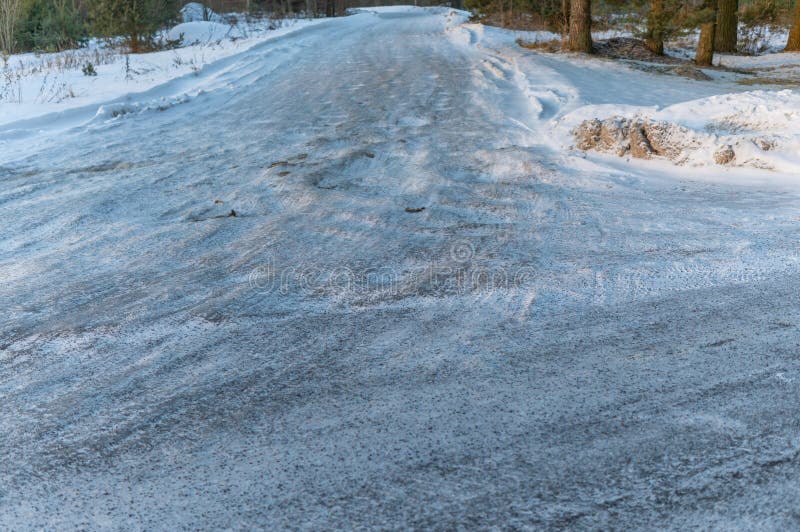 Winter Countryside Bumpy Road Covered with Ice Stock Image - Image of ...