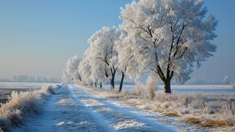 Winter Countryside Serene and White - AI Generated Stock Illustration ...