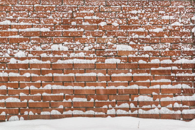 Creative Background with Brick Wall and Snow Stock Image - Image of ...