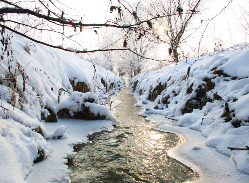 Winter creek stock image. Image of winter, frozen, landscape - 34802179