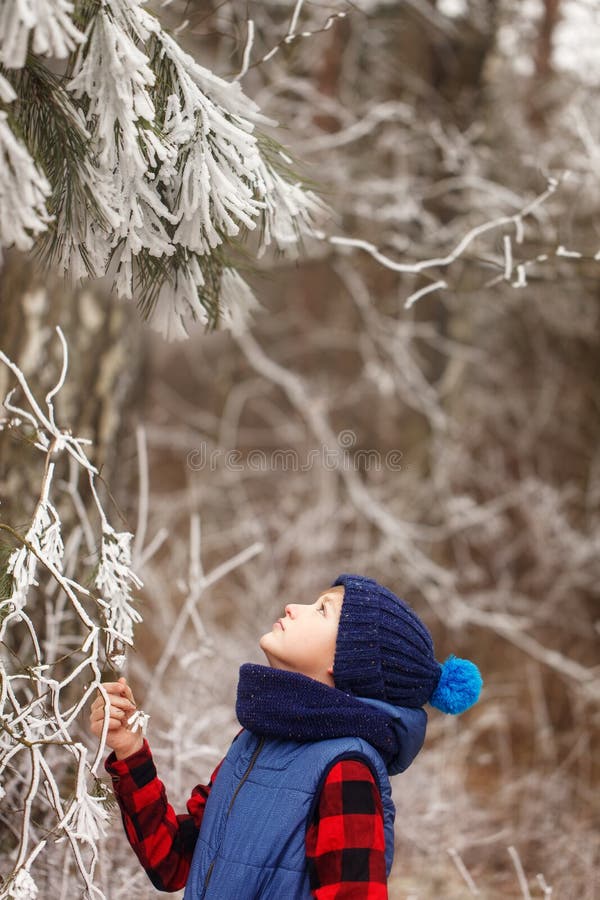 Winter - Cute Child Boy Have Fun with Snow in Winter Park. Stock Photo ...