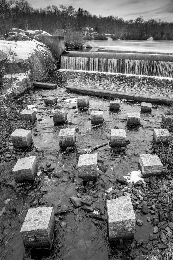 Winter Dam stock image. Image of frozen, cold, rocks - 87587777