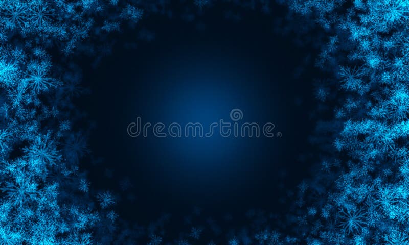 Winter Dark Blue Background with Blue Snowflakes Framing Text Space ...