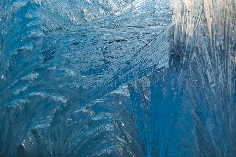 Winter Day, Ice on the Window, Ice Pattern, Macro. Stock Photo - Image ...