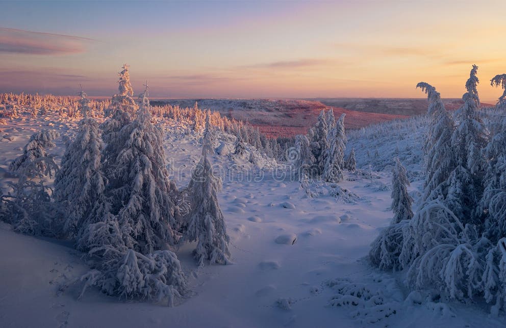 Winter Day Landscape with Mountain Stock Image - Image of traveling ...