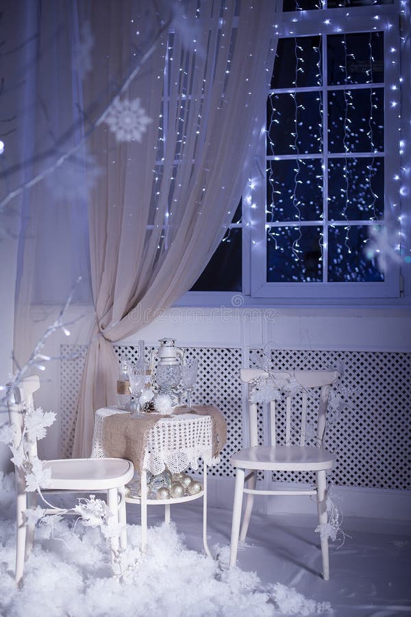 Winter Decoration. Table for Romantic Dinner for Two Stock Image ...