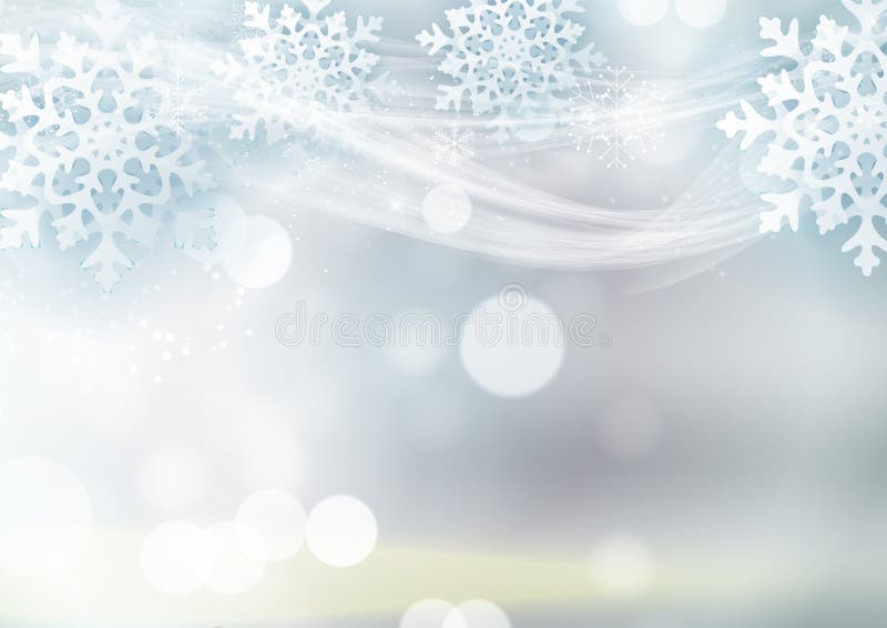 Winter Decorative Background Template with Snow, Snowflakes and Wind ...