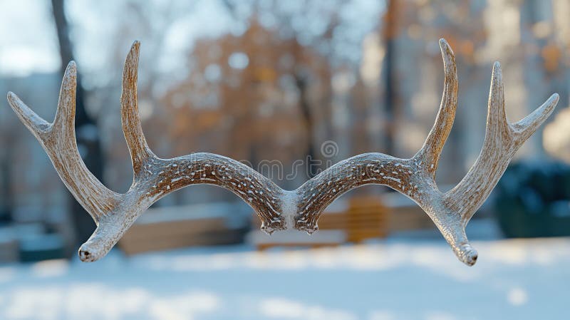 Winter Deer Antlers in Snow Stock Illustration - Illustration of winter ...