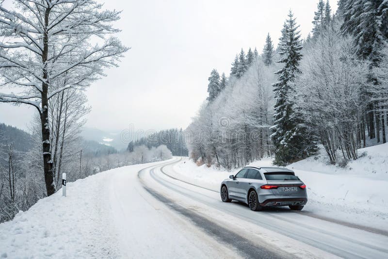 Winter Drive. Driving Car in Winter Background View Illustration Stock ...