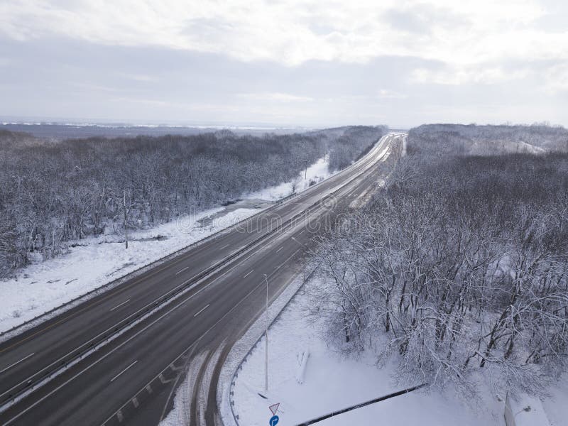 Winter Driving - Commuter Traffic on a Highway - Expressway Stock Photo ...