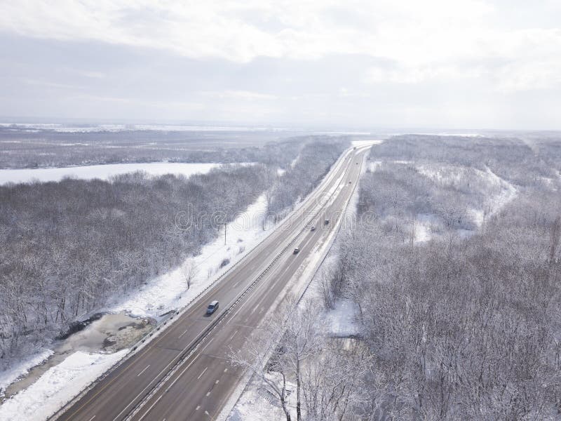 Winter Driving - Commuter Traffic on a Highway - Expressway Stock Image ...