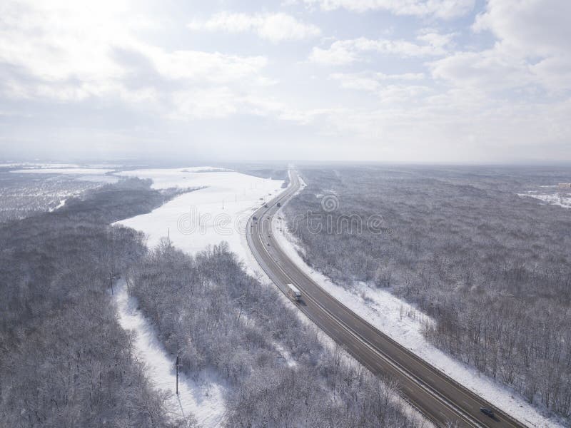 Winter Driving - Commuter Traffic on a Highway - Expressway Stock Image ...
