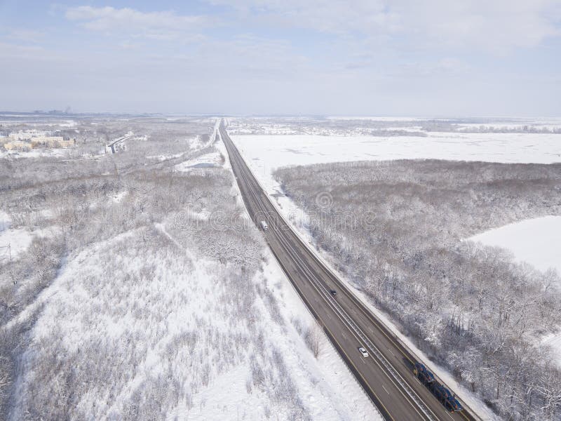 Winter Driving - Commuter Traffic on a Highway - Expressway Stock Photo ...