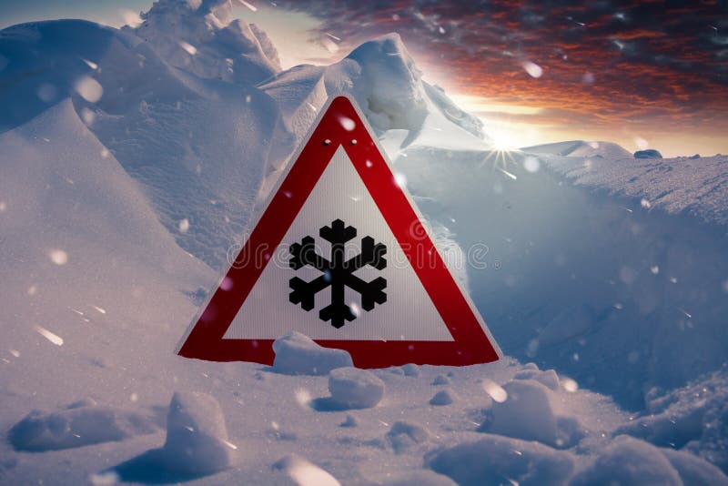 Winter Driving - Warning Sign - Risk of Snow and Ice Stock Image ...