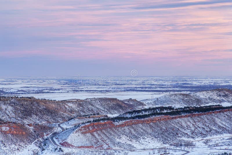 Winter dusk over Colorado stock image. Image of snow - 28921919