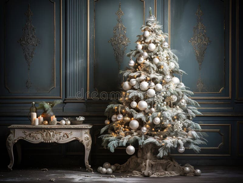 Winter Elegance: Stylish Room with White Christmas Tree and Festive ...