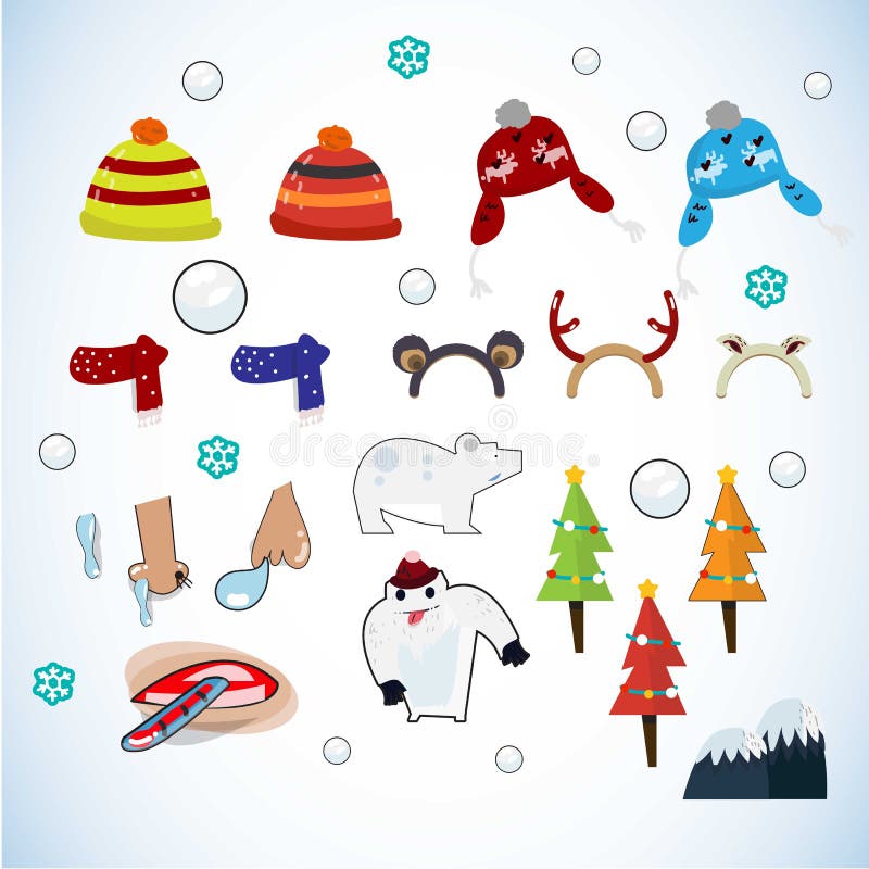 Winter element. icon set stock illustration. Illustration of graphic ...