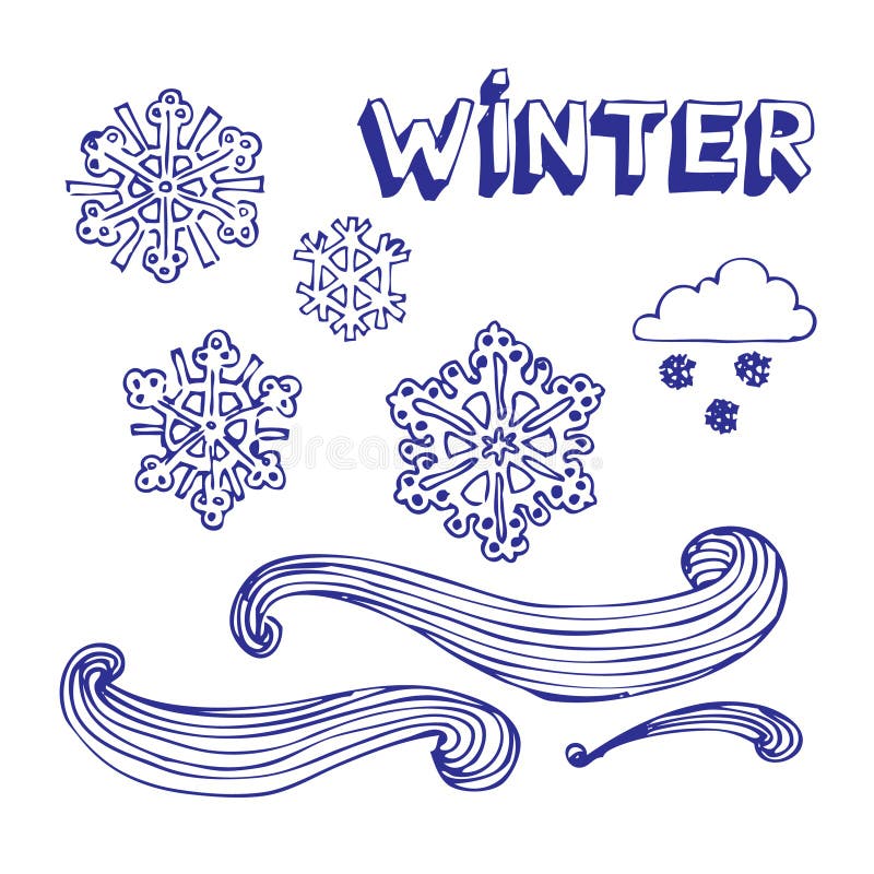 Winter elements set stock vector. Illustration of meteorology - 25199693