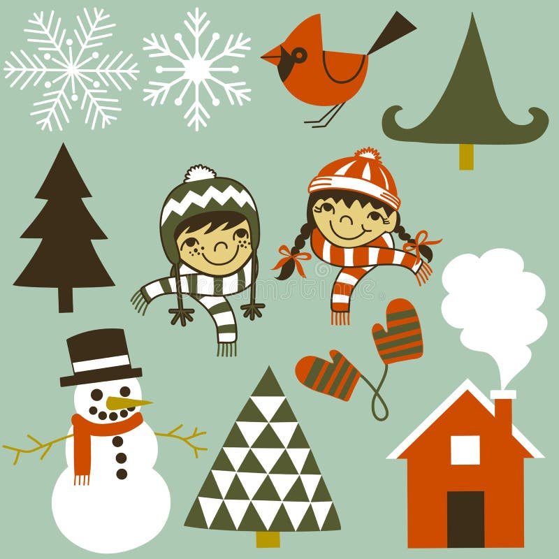 Winter Elements Set stock vector. Illustration of collection - 47849978