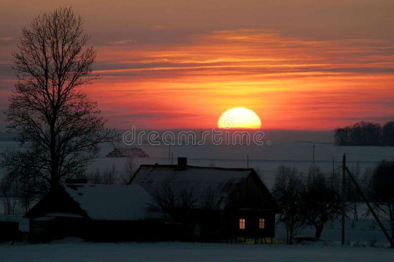 Winter evening stock image. Image of rural, landscape - 4194063