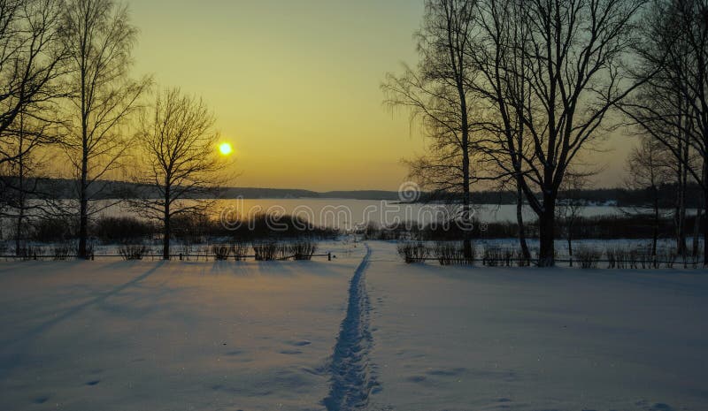 Winter evening stock image. Image of nature, seasons - 47156389