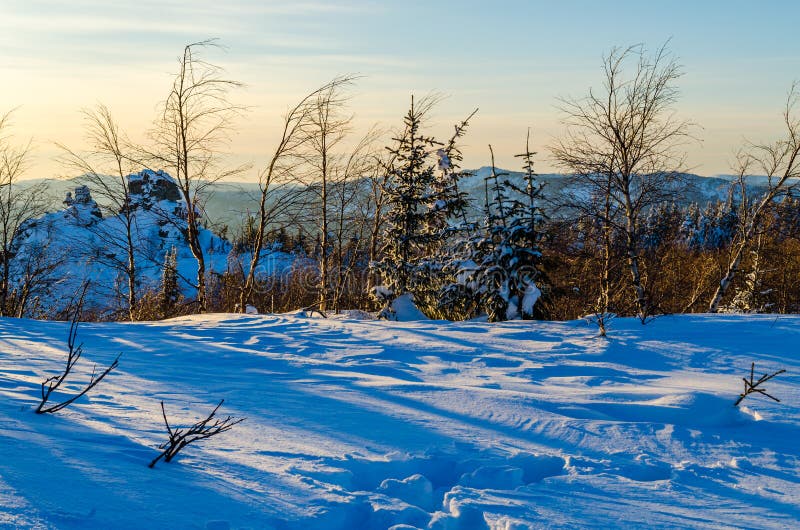 Winter Evening in the Ural Mountains Stock Photo - Image of mountain ...