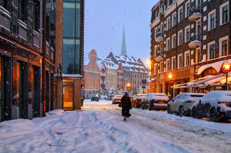 Winter Evening Walk in Old Riga11 Editorial Photo - Image of city, riga ...