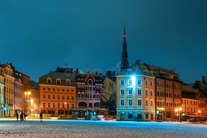 Winter Evening Walk in Old Riga1 Editorial Stock Image - Image of view ...