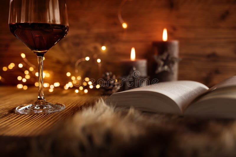 Red Wine and Book at Cozy Fireplace Stock Photo - Image of xmas, cozy ...