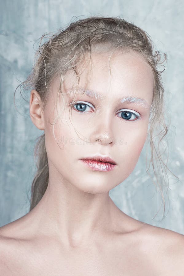 Winter Face Close Up of Young Attractive Woman. Stock Image - Image of ...