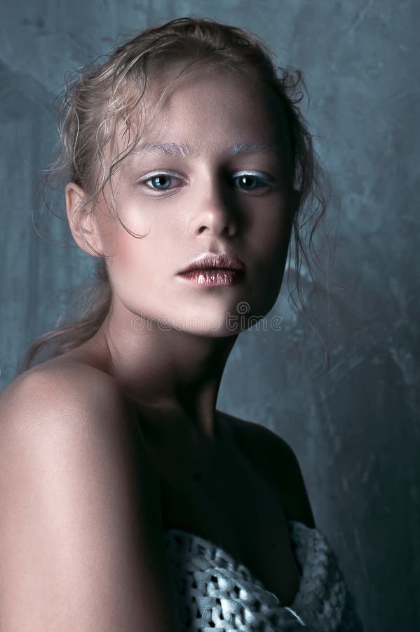 Winter Face Close Up of Young Attractive Woman. Stock Image - Image of ...