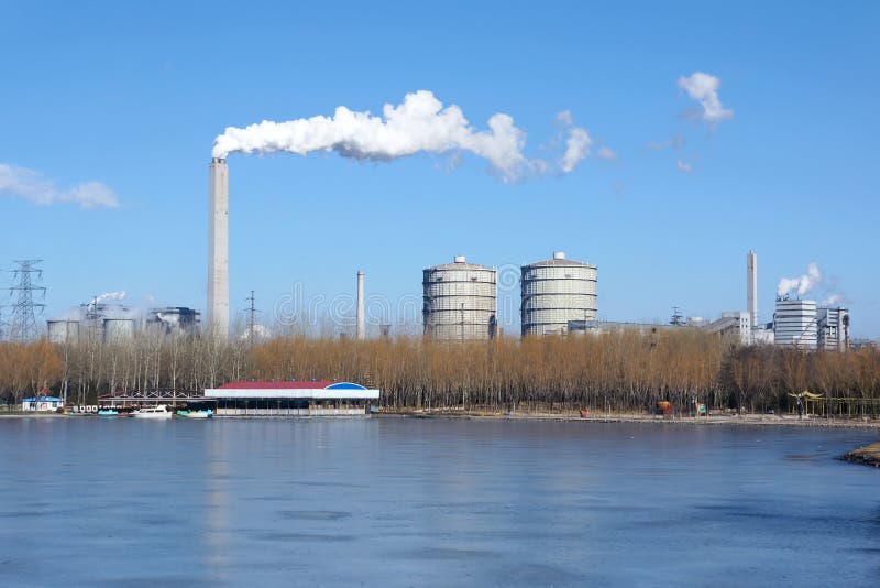 Winter factory stock image. Image of plant, factory, blue - 66647525