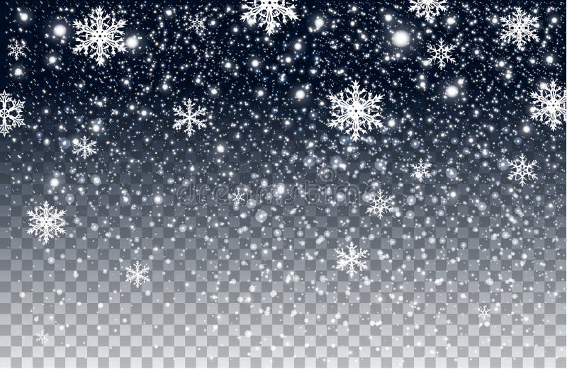 Winter Falling Snow on Transparent Background Stock Vector ...