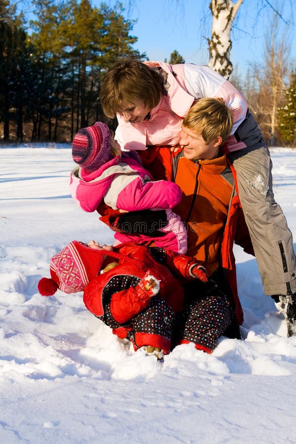 Winter family stock photo. Image of warm, girl, child - 11448926