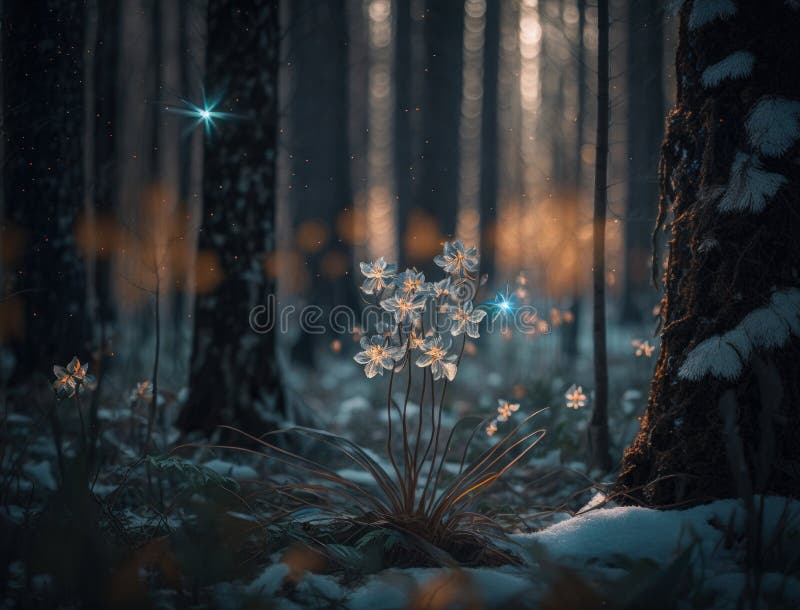 Winter Fantasy Forest Landscape Created with Generative AI Technology ...