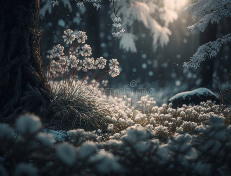 Winter Fantasy Forest Landscape Created with Generative AI Technology ...