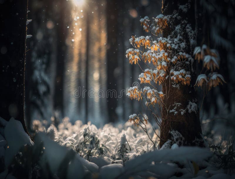 Winter Fantasy Forest Landscape Created with Generative AI Technology ...